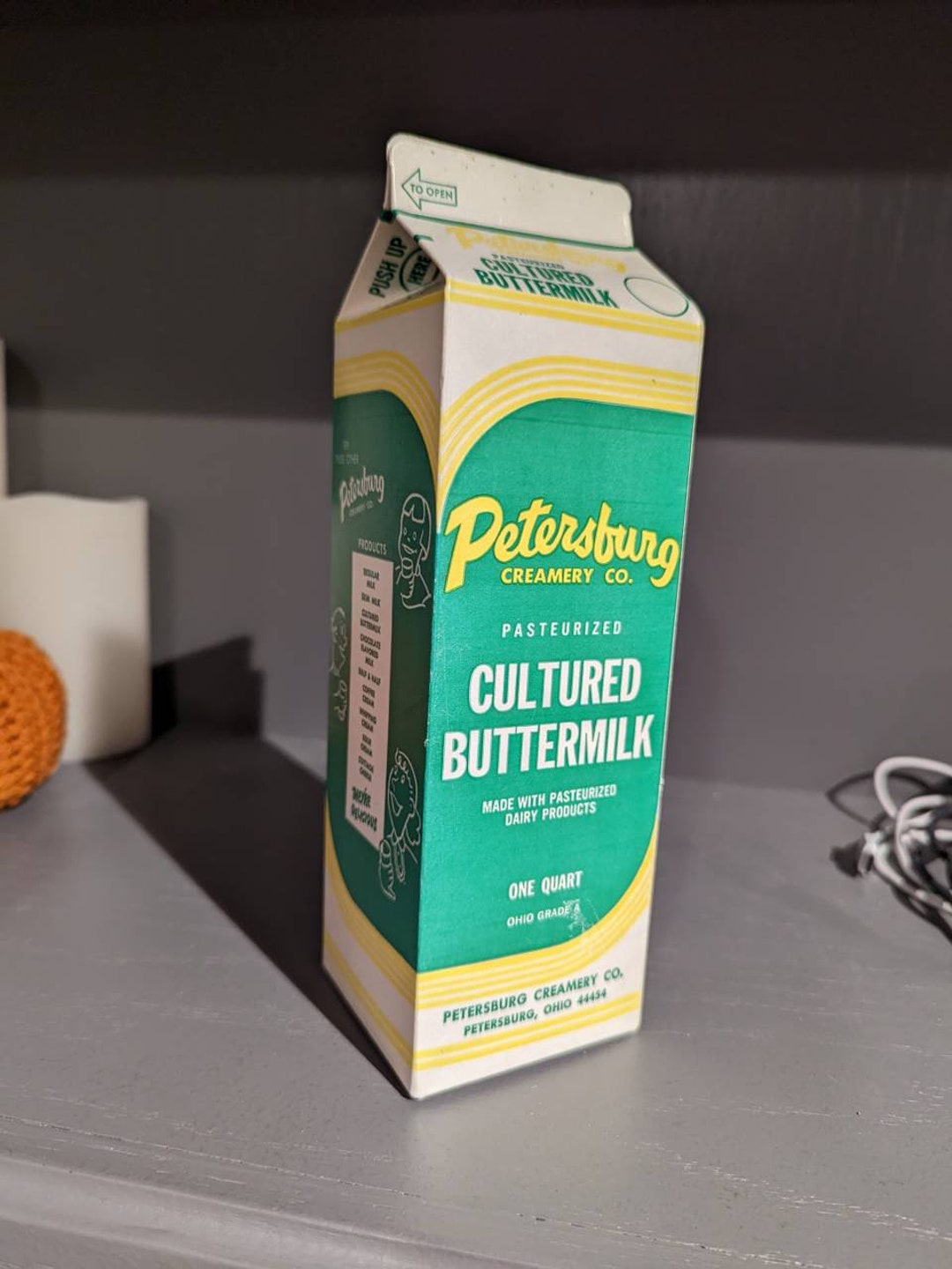 NOS 1970's Petersburg Creamery Dairy Company Milk Carton or Container ...