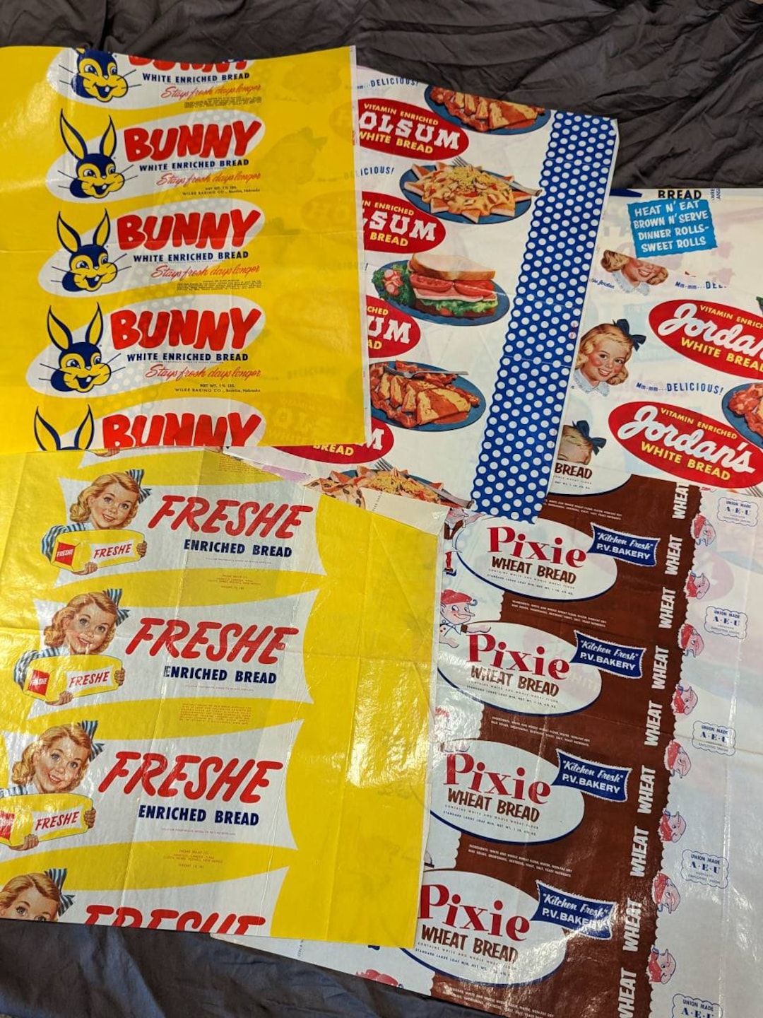 1940's-60's Vintage Bread Wrappers- Display Loaf - Bakery - Old ...