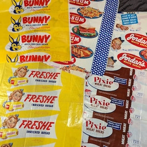 1940's-60's Vintage Bread Wrappers- Display Loaf - Bakery - Old ...