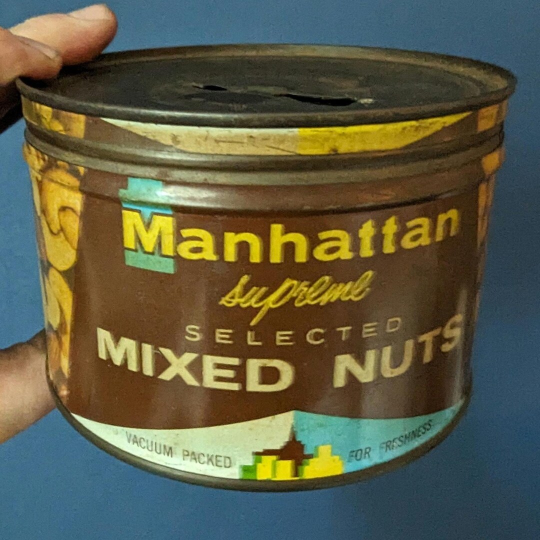 1950's Manhattan Supreme Mixed Nuts Original Metal Can - Nice Condition ...