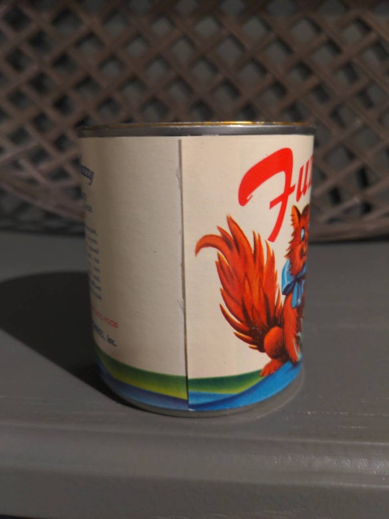 1960's Fuzzy Wuzzy Cat Food Can Label on Can - Sherman Denbow Fisheries ...