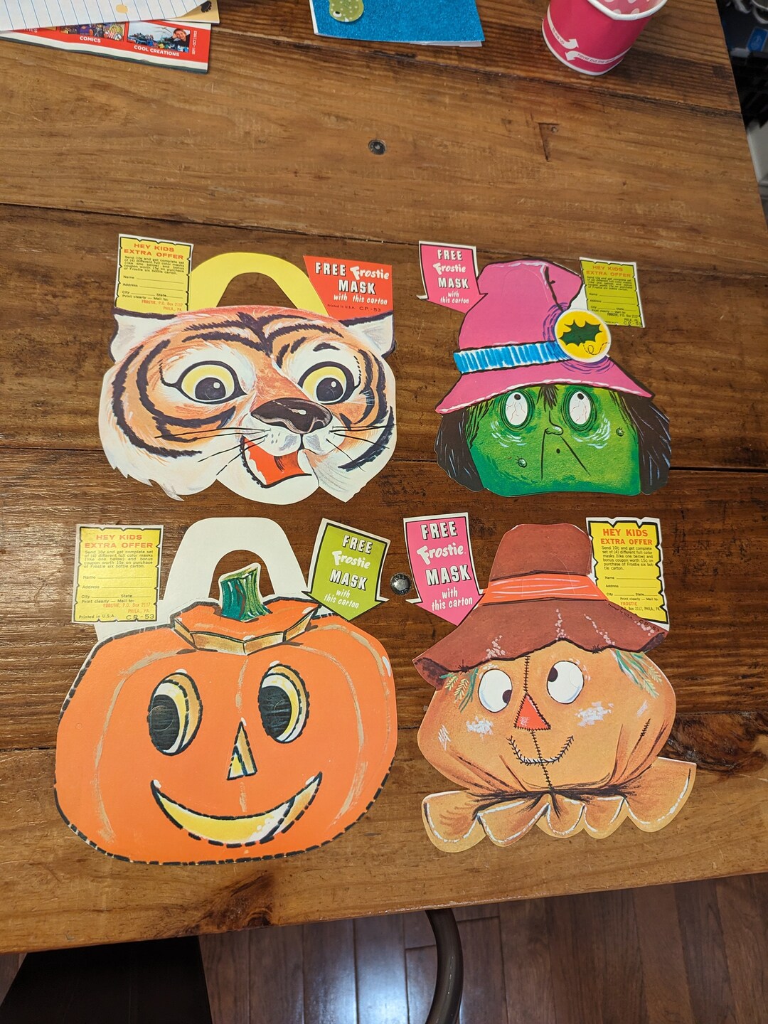 Original 1953 Frostie Root Beer Mask - CHOICE: Scarecrow, Witch ...