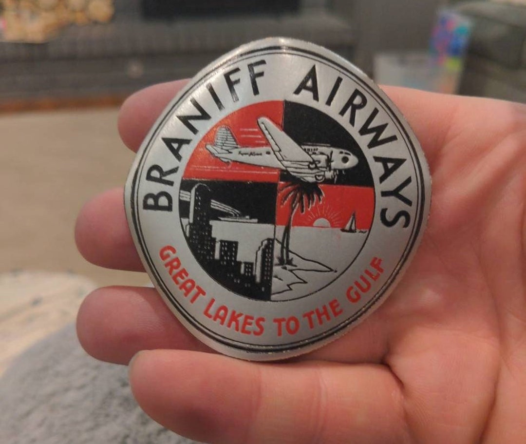 1950's Braniff Airways Airlines Great Lakes to Gulf Gummed Label Old ...