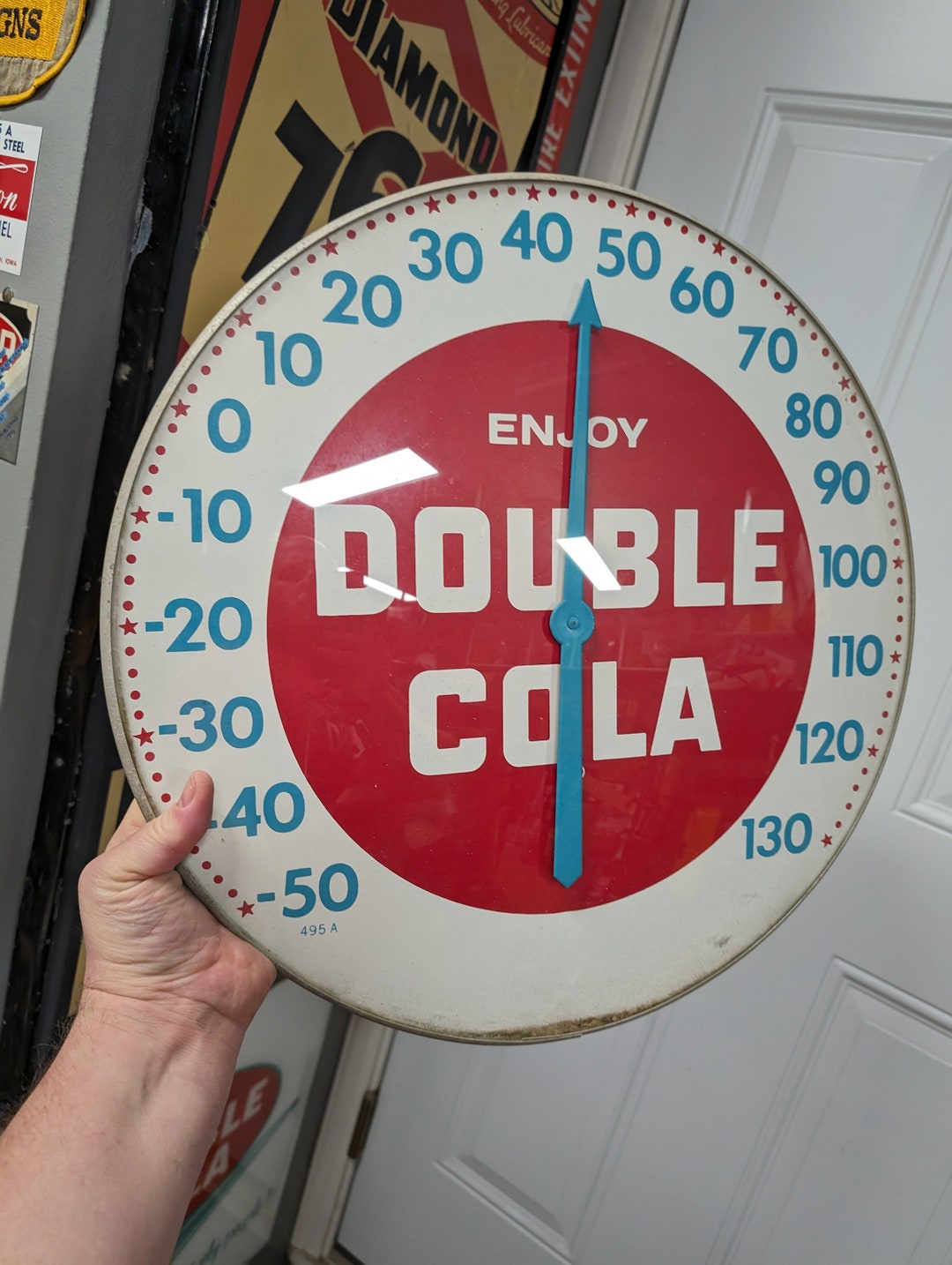 Original 1960's Double Cola Thermometer Vintage Large 18 Size Glass ...