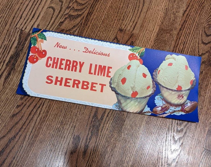1950's Cherry Lime Sherbet Ice Cream Poster Sign Poster - Etsy