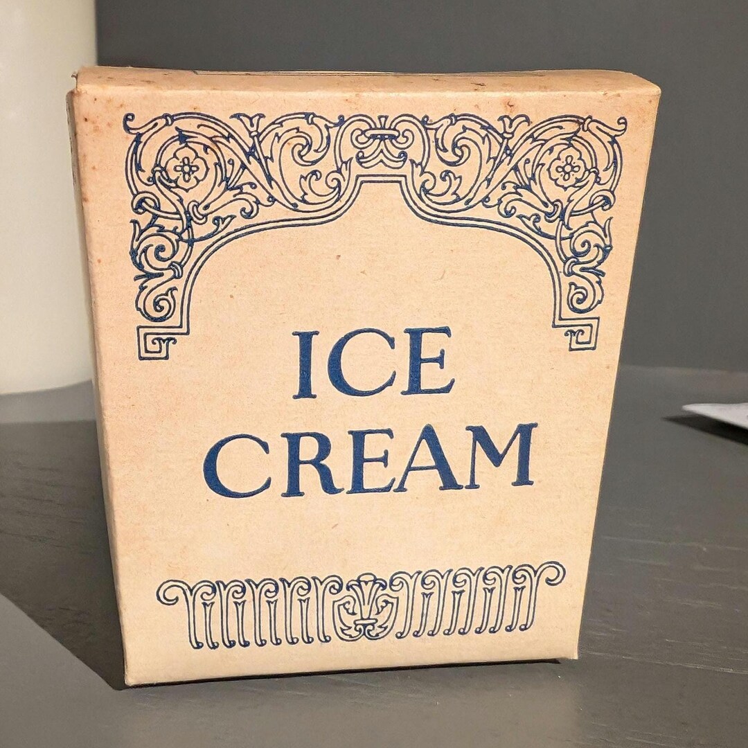 NOS Generic 1930s 40's Ice Cream Container Box - Blue White Ice Cream ...