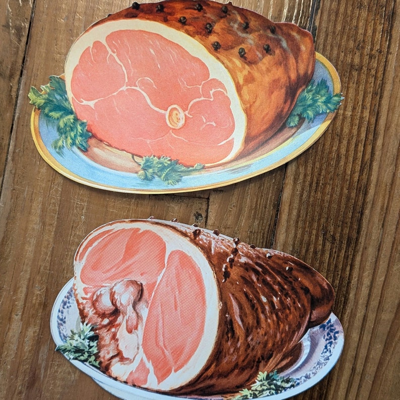 1940s 50s Whole Ham Menu Board Die Cut Paper Gummed Decal - NOS Vintage ...