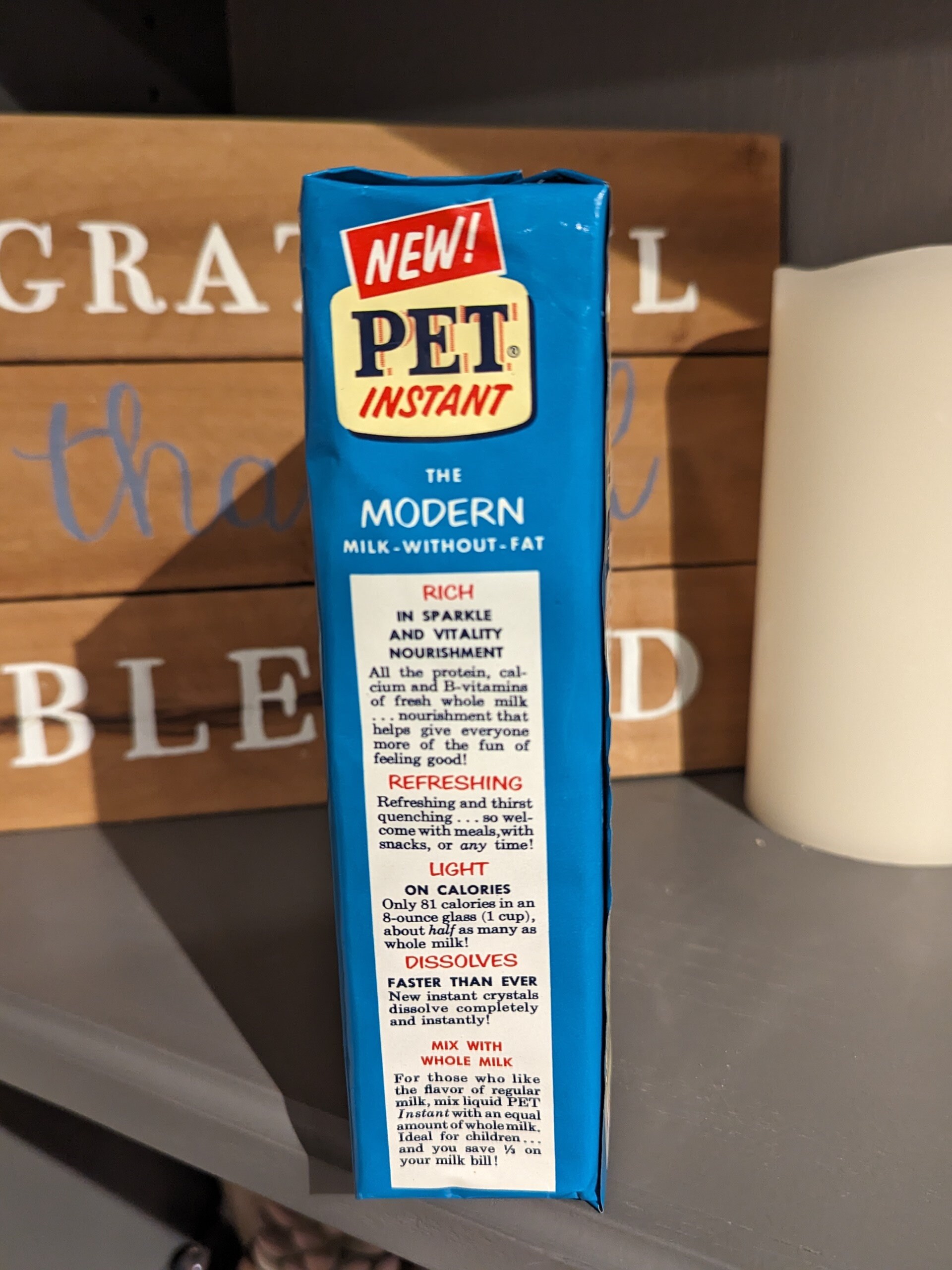 1960's Pet Instant Nonfat Dry Milk Box - Original Label - Pet Milk, St ...
