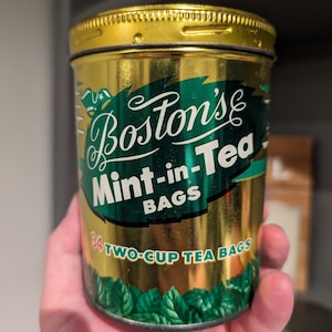 Vintage 1960s 70s Boston's Mint Tea Metal Can Iced Tea Old & Original ...