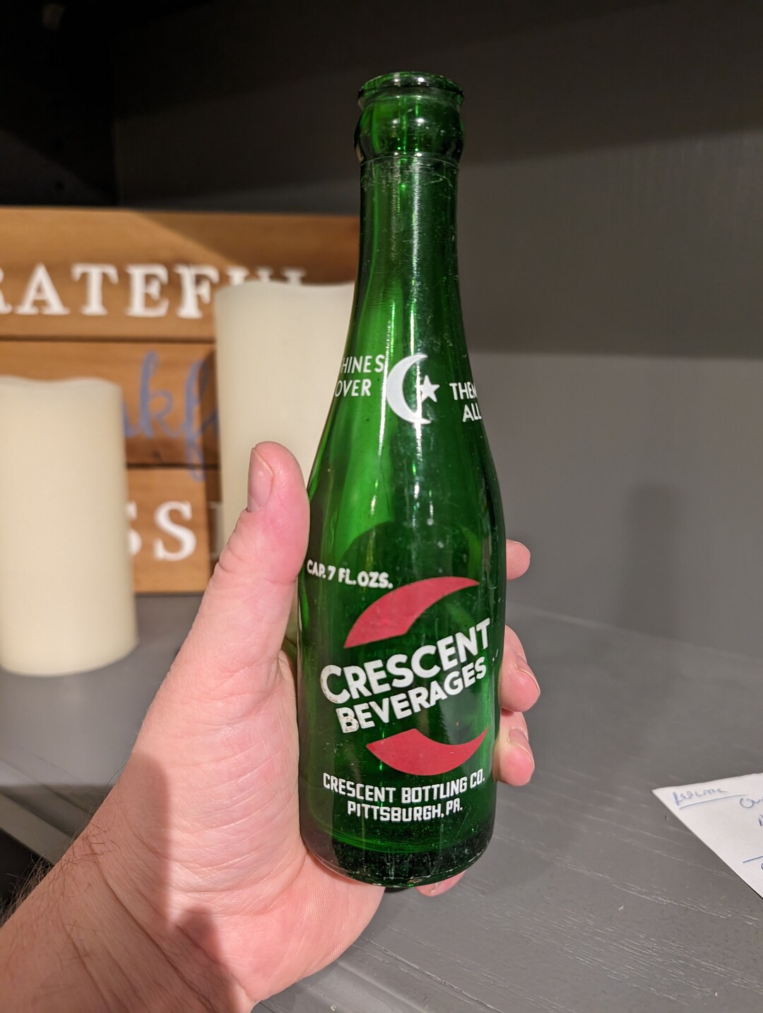 Original 1950s Crescent Beverages 7oz ACL Soda Bottle Pittsburgh ...