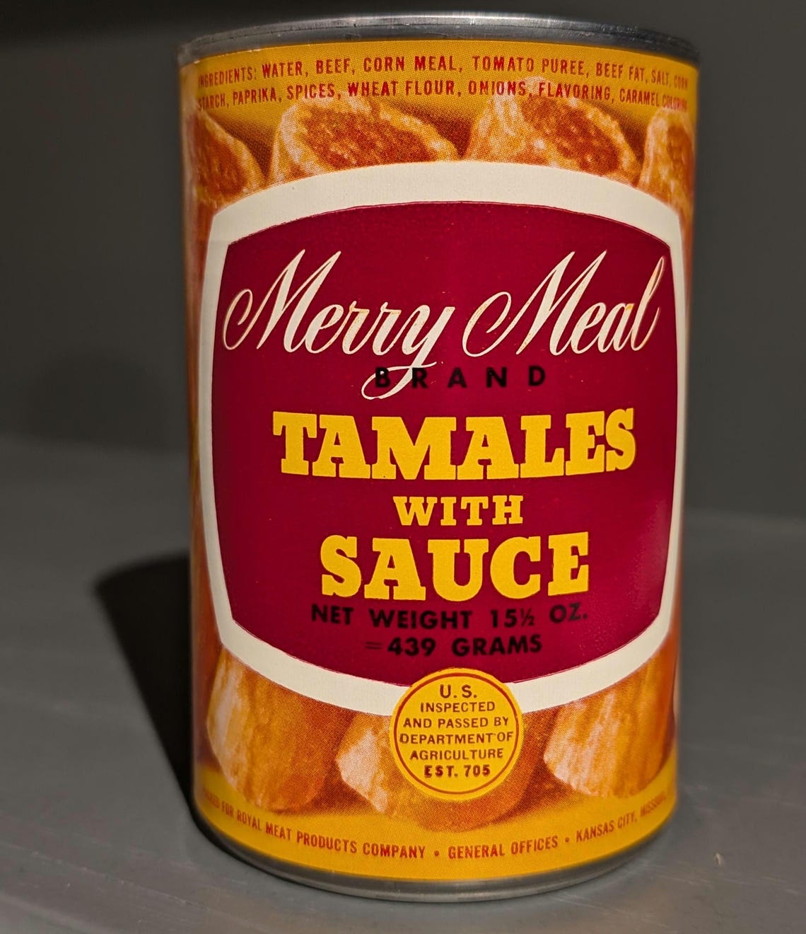 1950's Merry Meal Tamales With Sauce Can Label on Can - Original ...