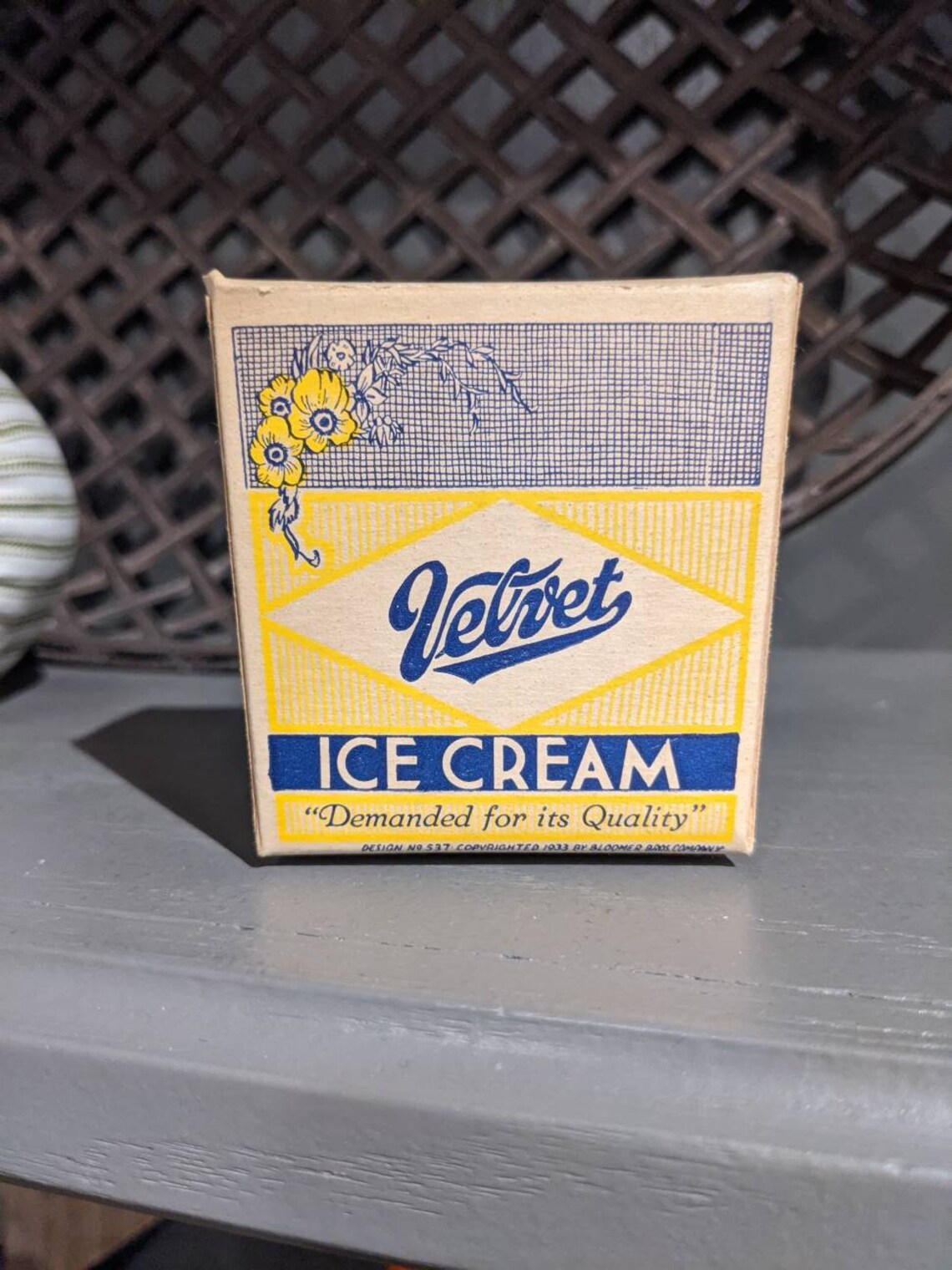 NOS 1930's Velvet Ice Cream Container Half Pint Modesto - Etsy