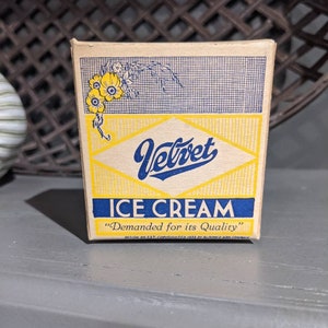 NOS 1930's Velvet Ice Cream Container Half Pint Modesto, California - Etsy