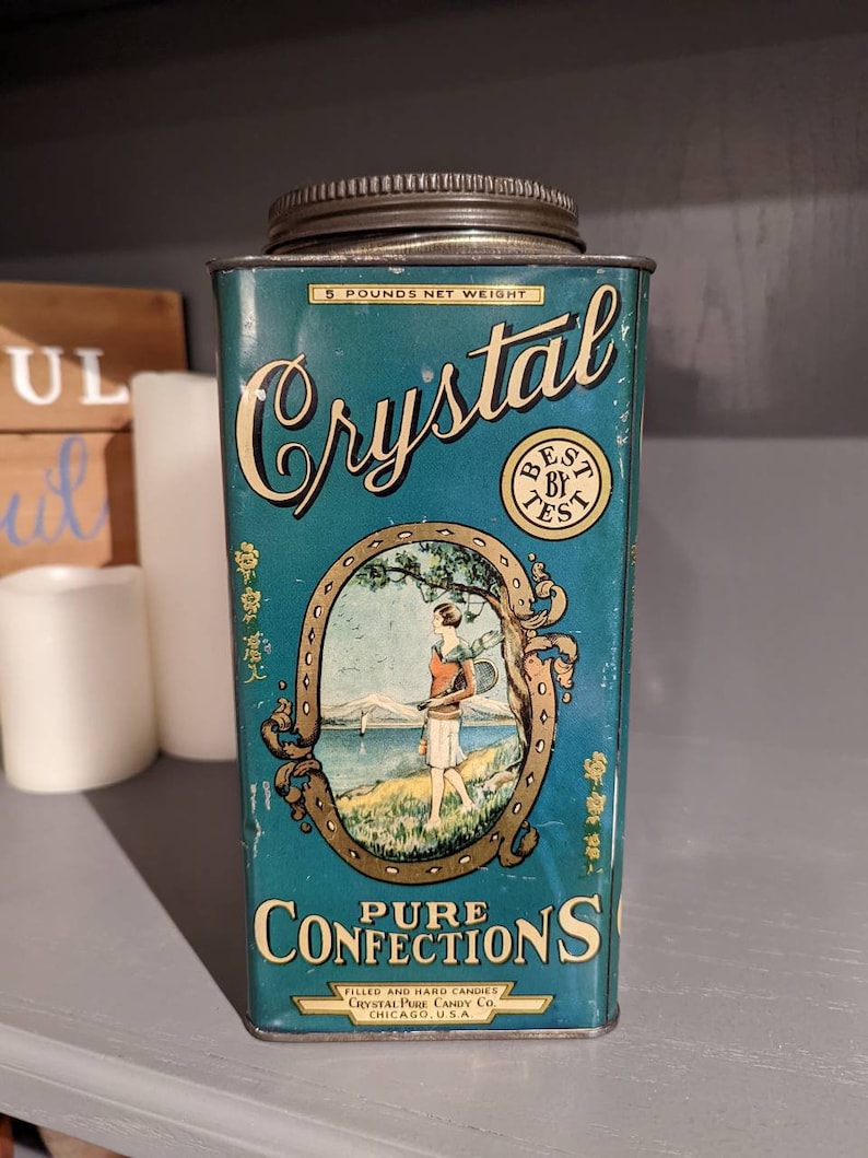 1920's Crystal Pure Confections Hard Candies Candy Can - Etsy