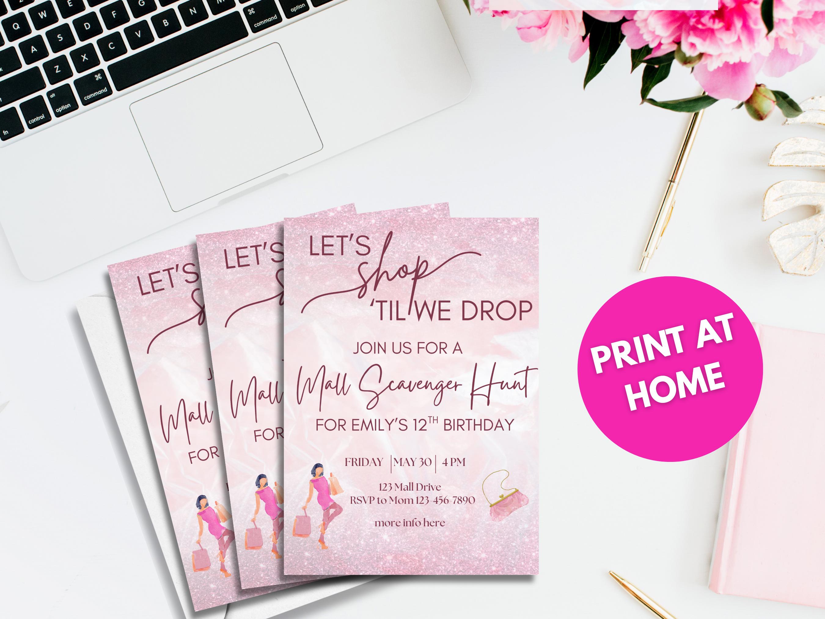 EDITABLE Mall Scavenger Hunt Birthday Invitation | Mall Birthday Party | Teen Girl Birthday ...