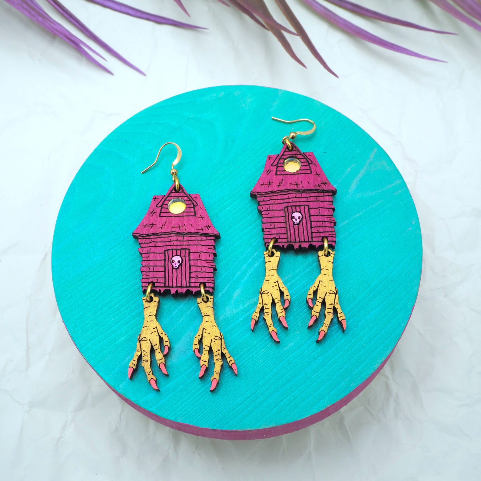 Baba Yaga's Hut Witch Earrings Witch House Queer Art - Etsy