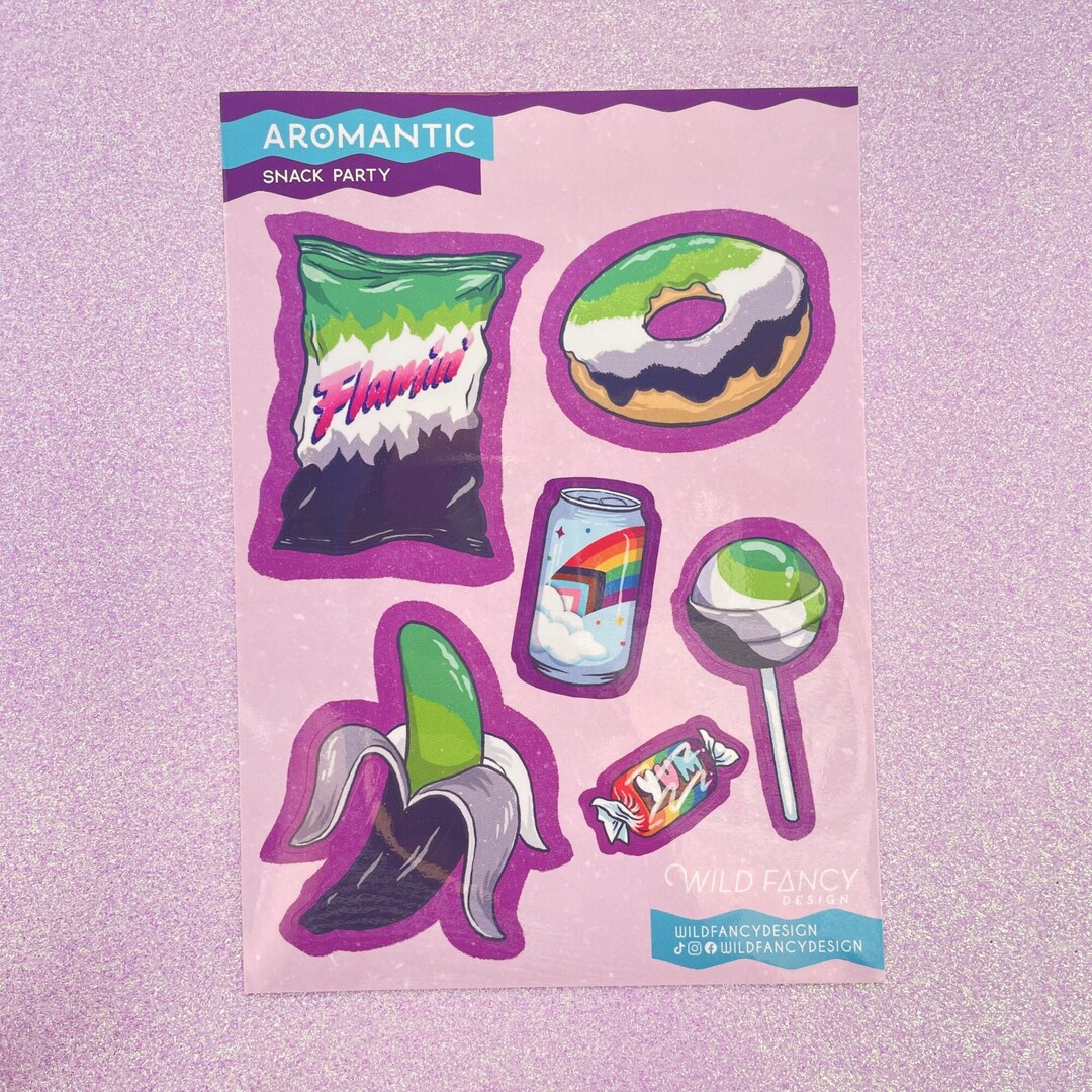 Aromantic Snacks Sticker Sheet | Lesbian, Gay, Pansexual, Queer, Trans ...