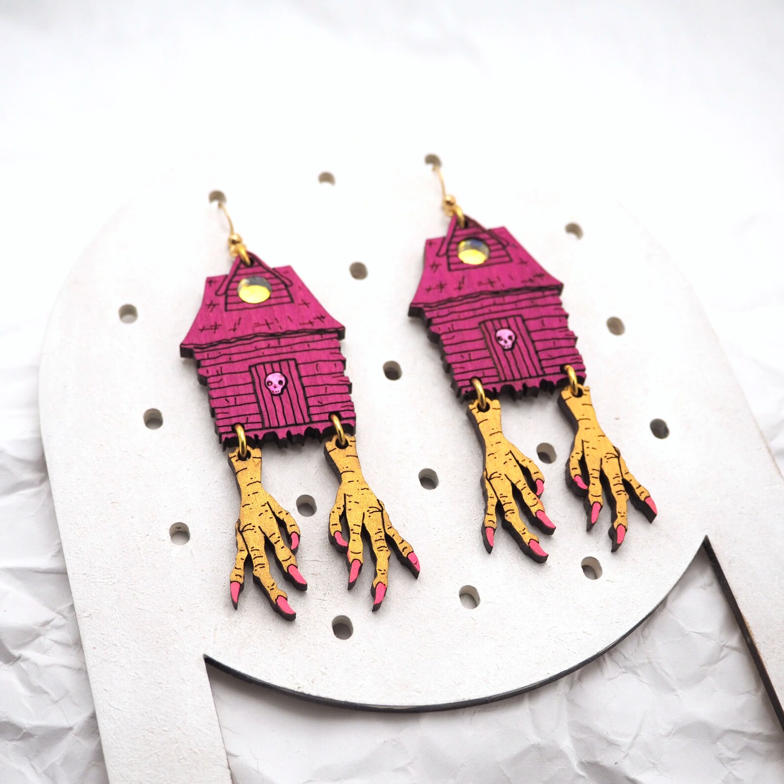 Baba Yaga's Hut Witch Earrings Witch House Queer Art - Etsy