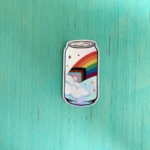 Queer Pride Flag Stickers, Progress Pride Decal, Rainbow Soda, Cute ...