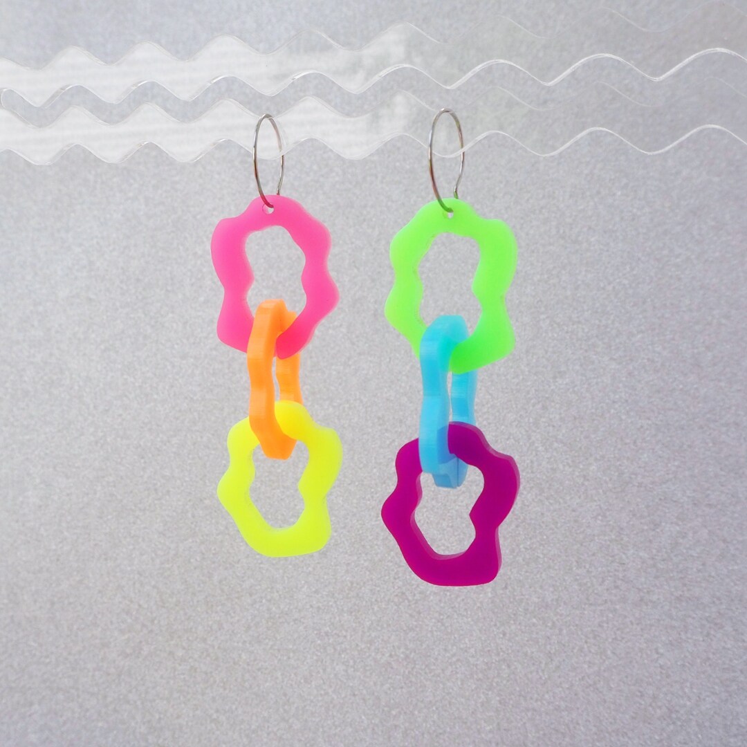 Neon Rainbow Links Pride Earrings, Queer Neon, Trans Art, Pride Flag ...