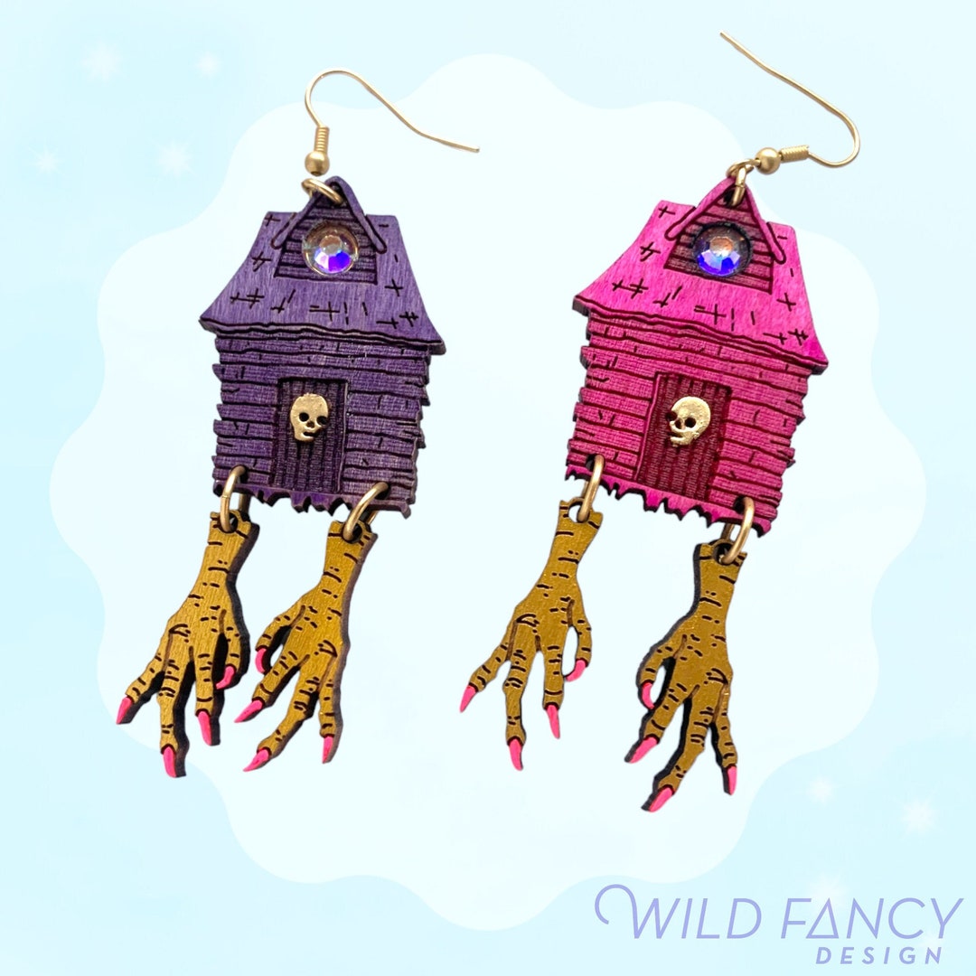 Baba Yaga's Hut, Witch Earrings, Witch House, Queer Art, Queer Jewelry ...
