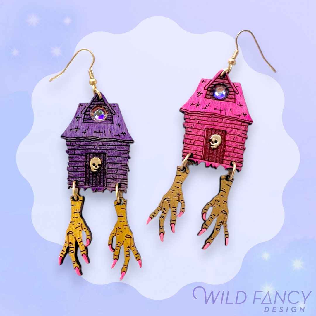 Baba Yaga's Hut, Witch Earrings, Witch House, Queer Art, Queer Jewelry ...