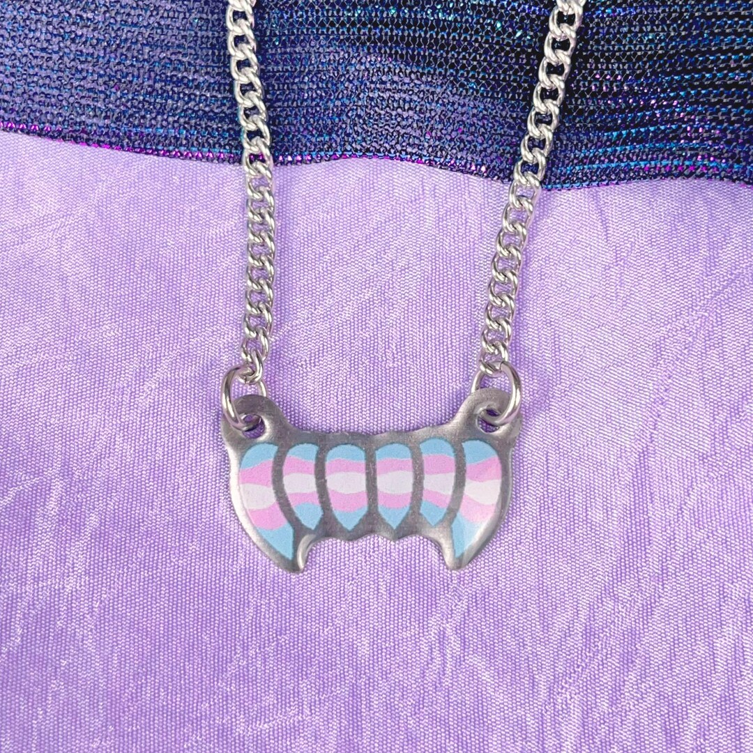 Trans Fang Necklace, Transgender Pride Flag Choker - Etsy