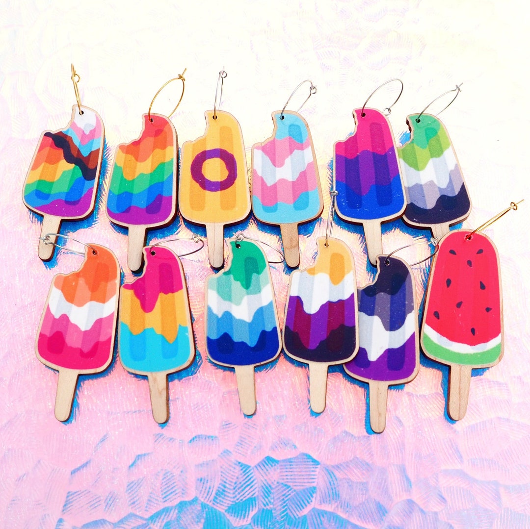 Pride Flag Popsicle Earring, Trans Bisexual Lesbian Nonbinary Pansexual ...