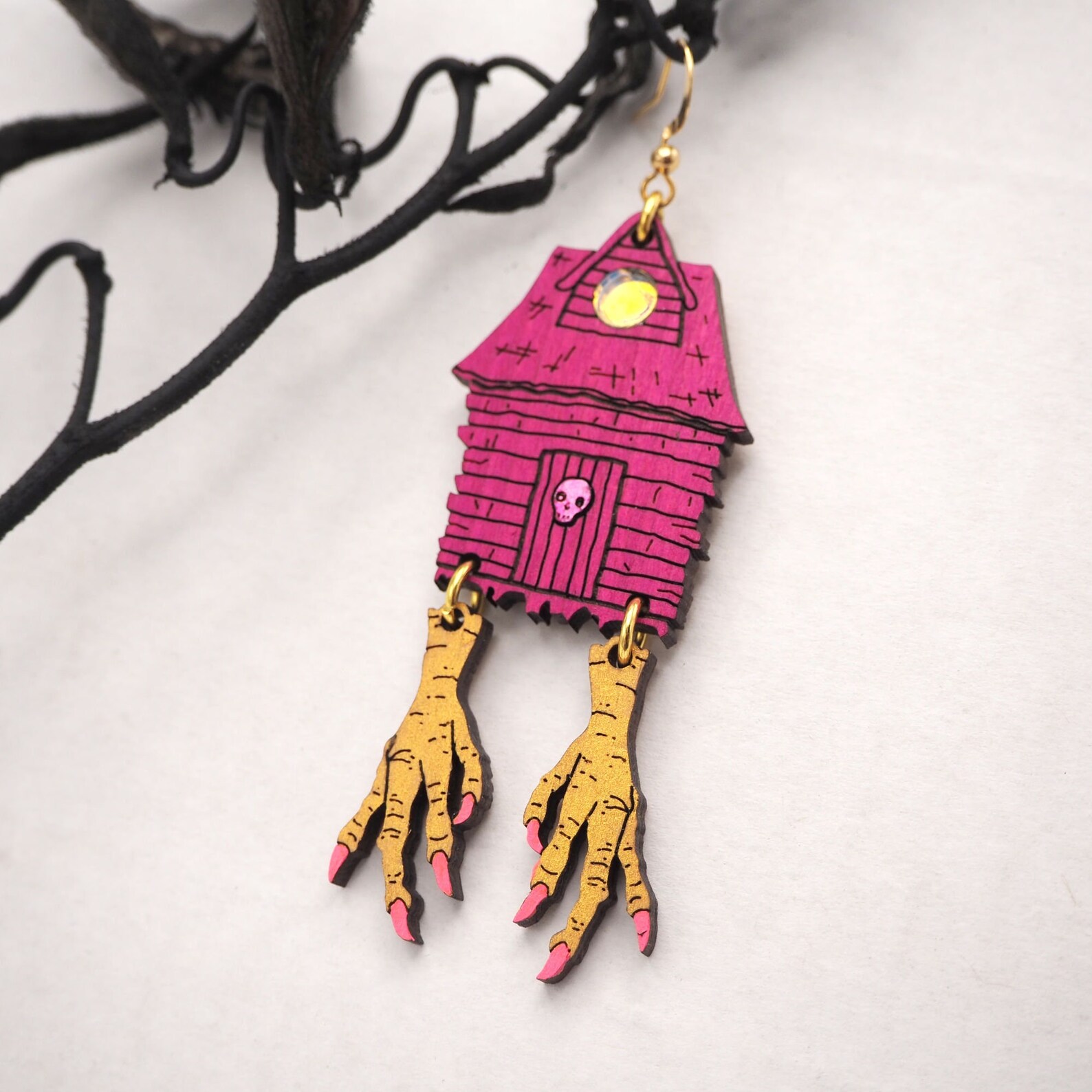 Baba Yaga's Hut Witch Earrings Witch House Queer Art - Etsy