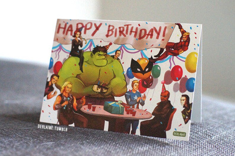 Avengers Happy Birthday Greeting Card Marvel Superheroes - Etsy