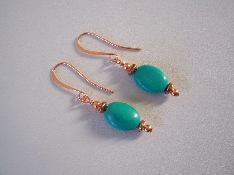 Handmade Natural Turquoise and Copper Beaded Earrings - Etsy