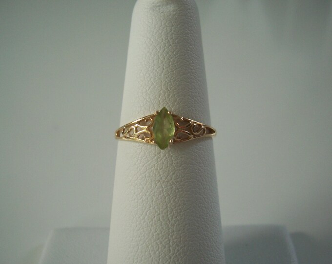 Sweet Dainty Natural Peridot Solitaire Marquis Cut Ring in Yellow Gold ...