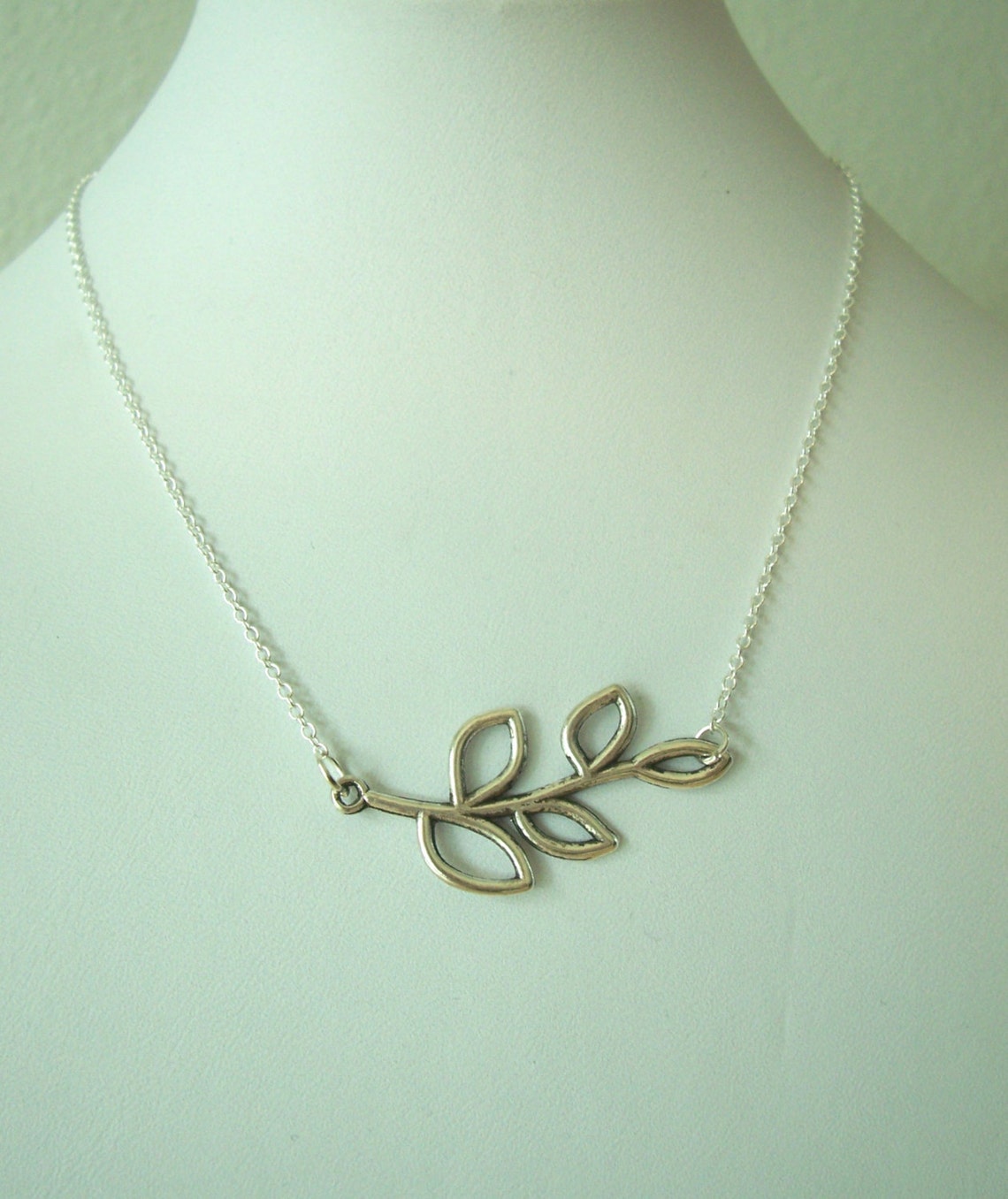 Branch with Leaves Necklace in sterling Silver | Etsy