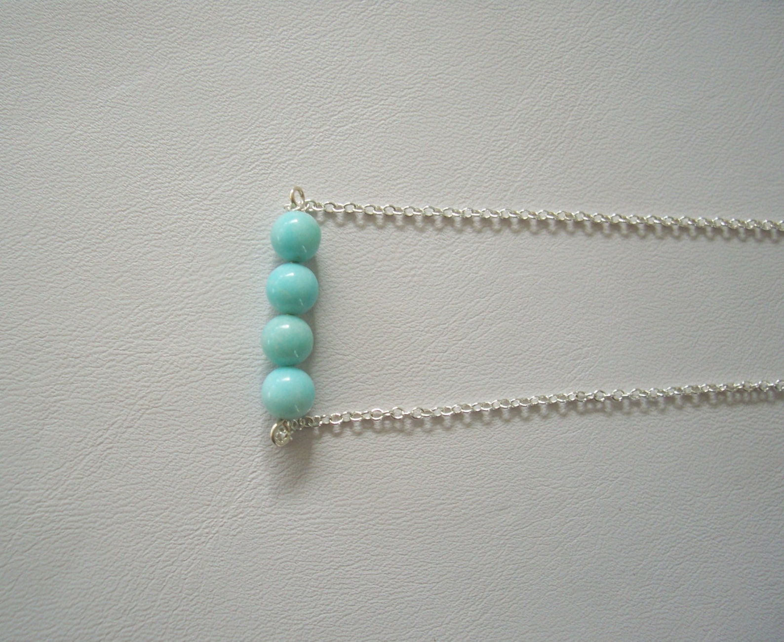 Natural Larimar Bar Style Beaded Necklace in Sterling Silver | Etsy