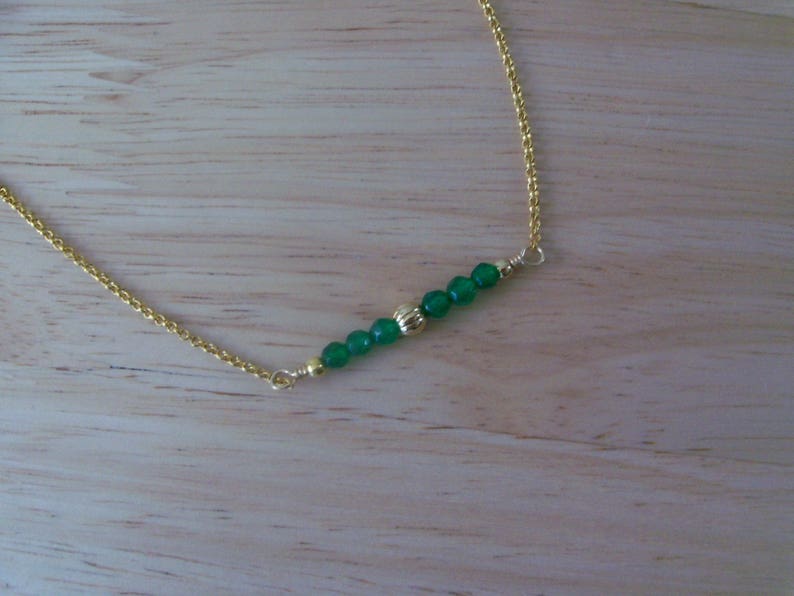 Handmade Natural Emerald Beaded Bar Necklace | Etsy