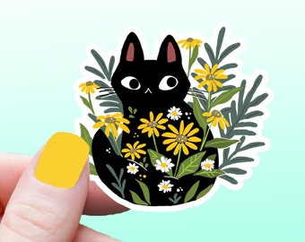 Cat Black Sticker - Etsy
