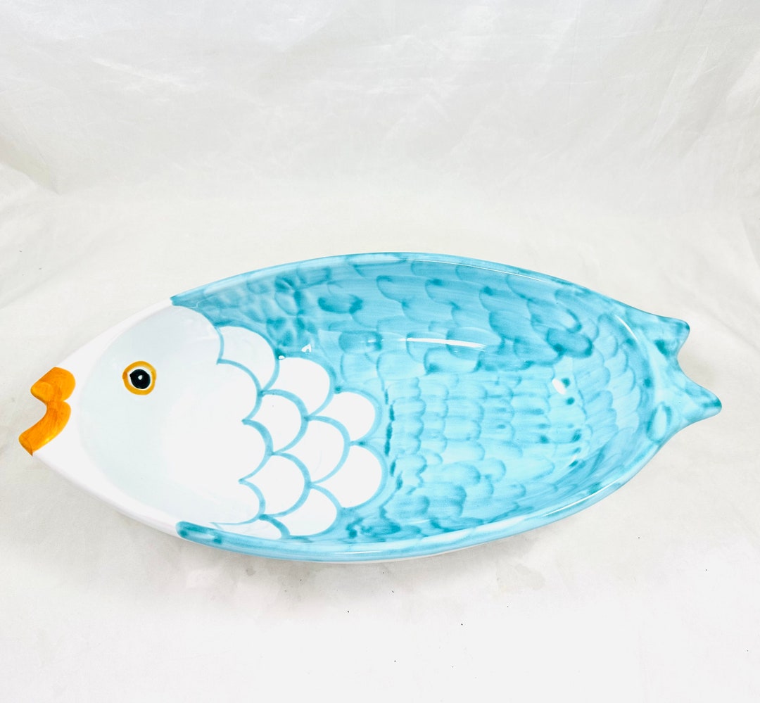 Vietri Pottery 16 1/2" X 8” Fish Serving Bowl Made/painted Italy ...