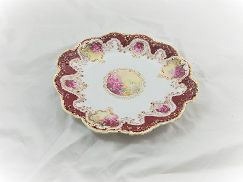 Antique Noritake Nippon RC Hand Painted Beaded Gold and Fuchsia and ...