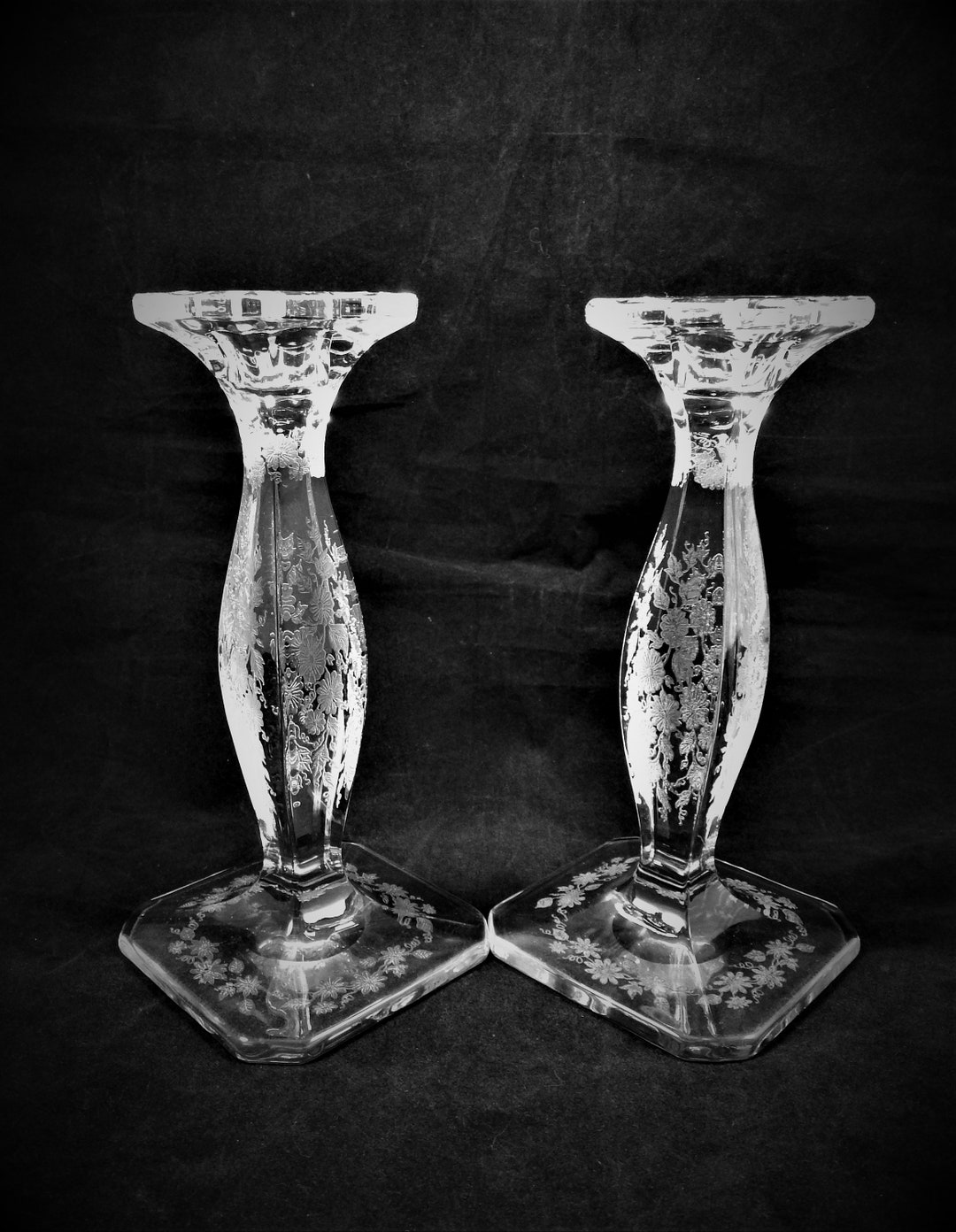 Lead Crystal Engraved Candlesticks CIRCA 1920-1930's - Etsy