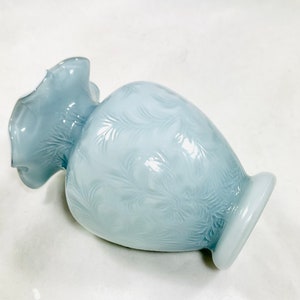 Fenton Federal Blue Fern and Flowers Overlay Vase - Etsy