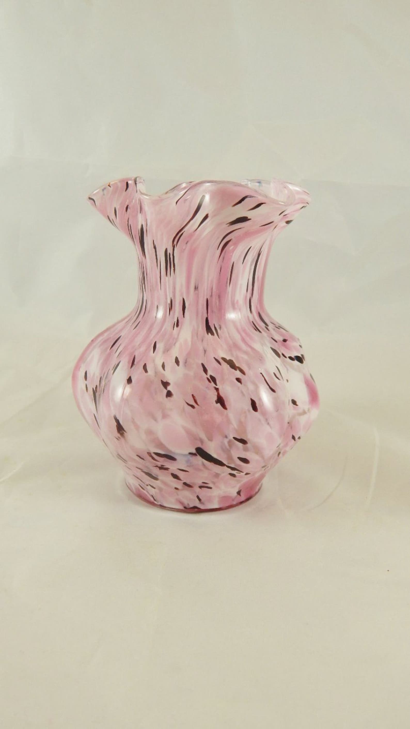 Antique Vintage Spatter Art Glass Vase With Ruffled Edge - Etsy