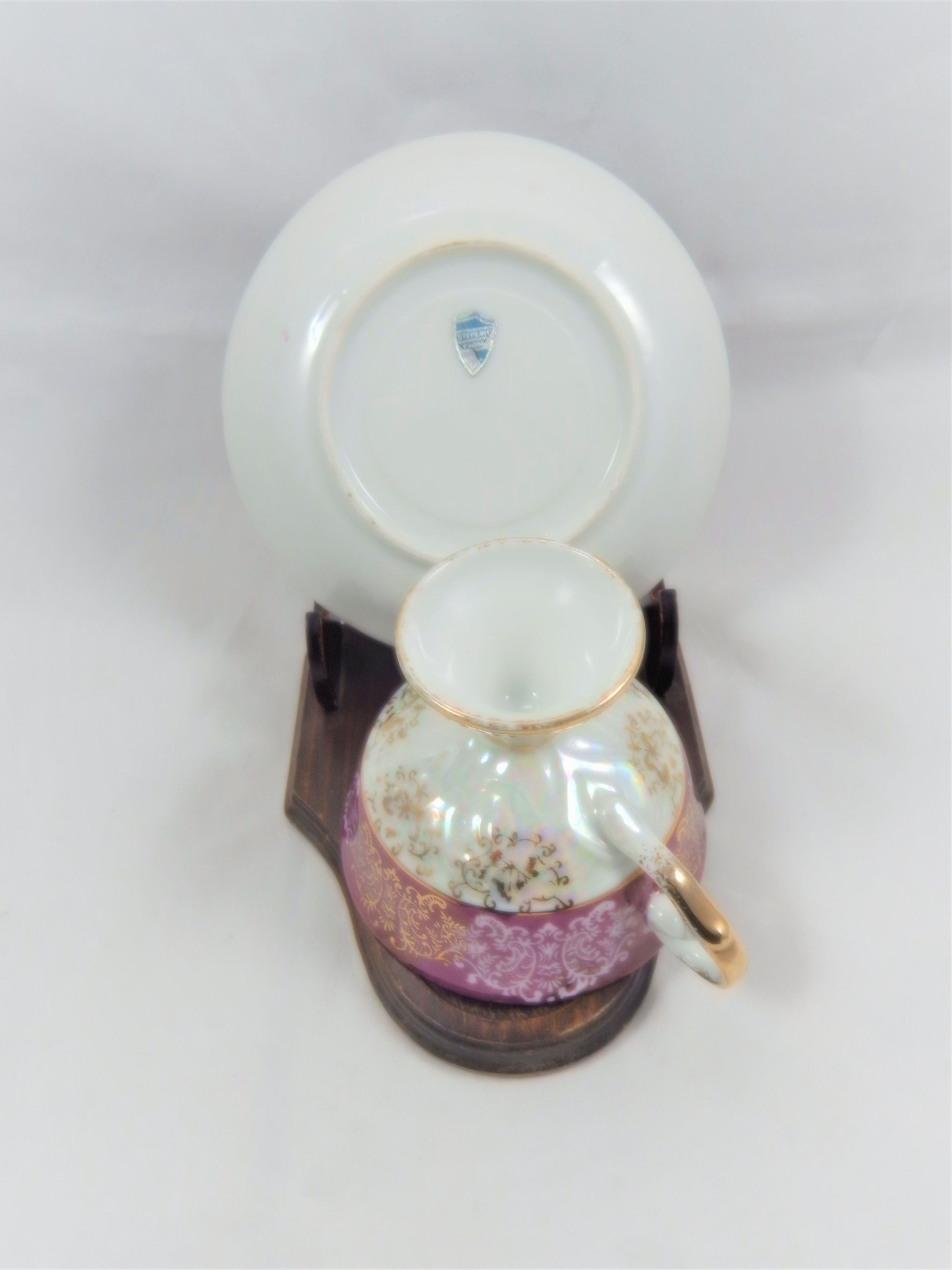Lusterware Tea Cup and Saucer, Sterling China (japan), Vintage, Magenta ...