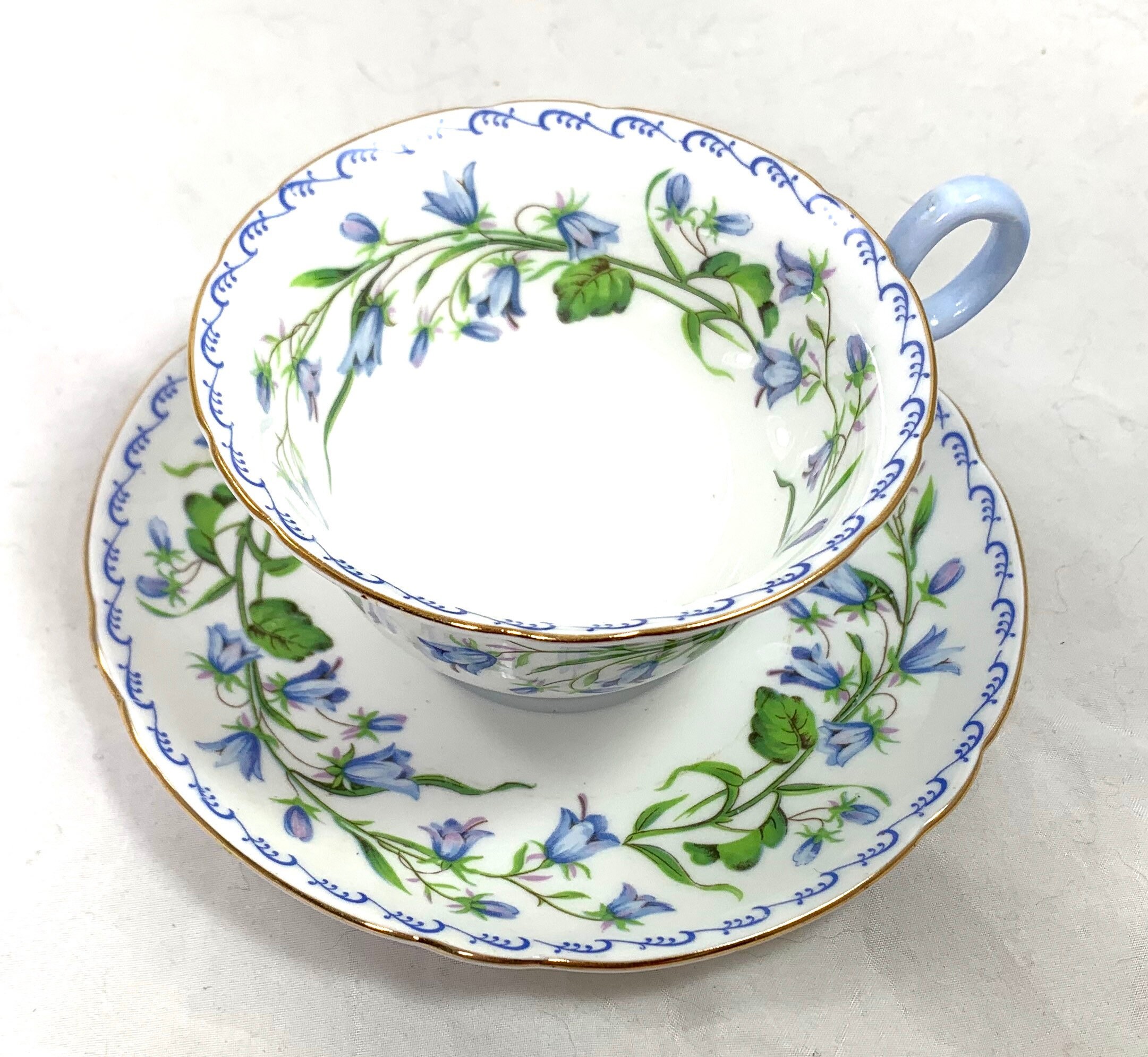 SHELLEY Tea Cup With Saucer HAREBELL Blue With Gold Trim T Chester ...