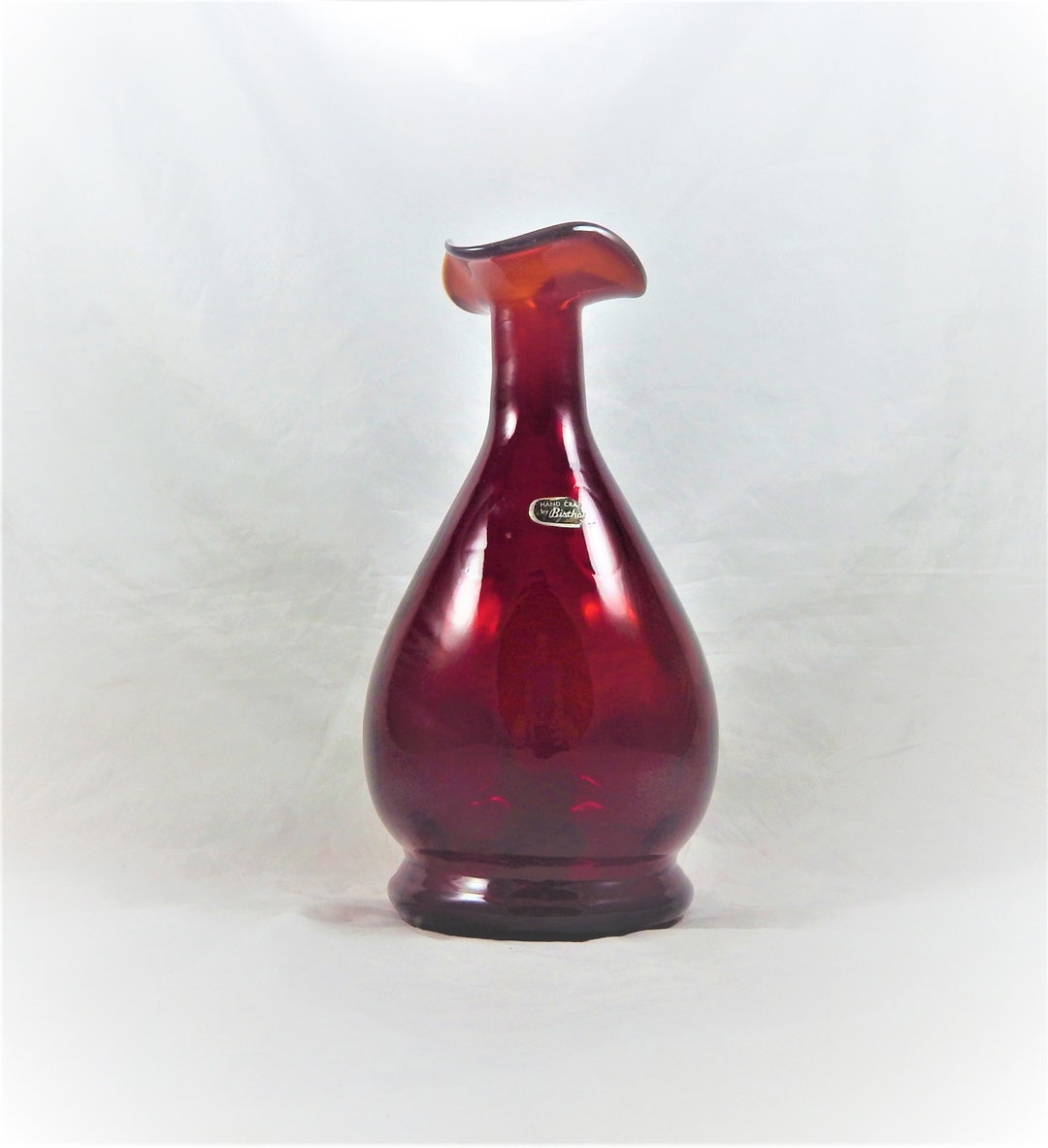 Bischoff Hand Crafted Ruby Red Scalloped Rim Bulb Vase - Etsy