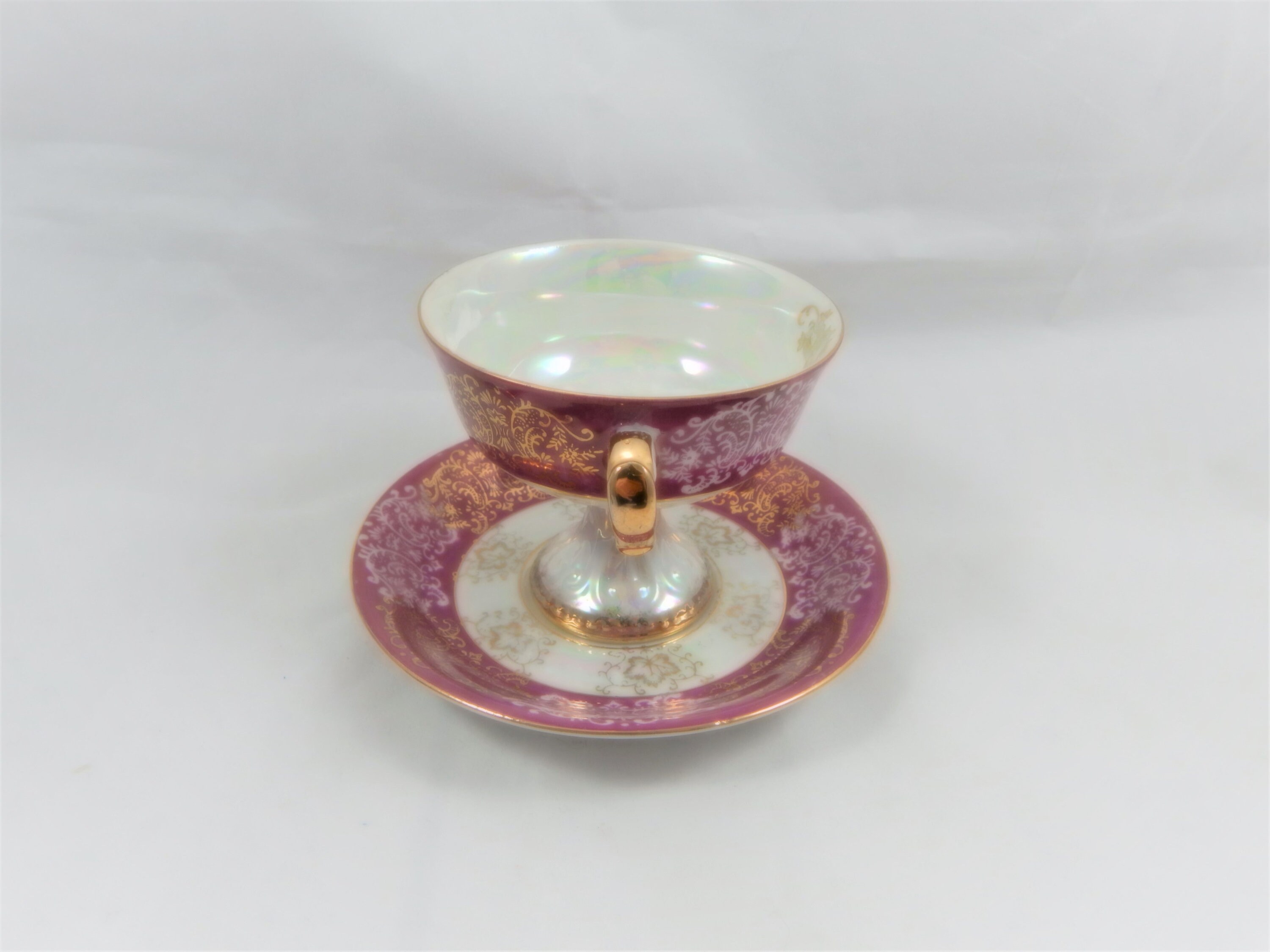 Lusterware Tea Cup and Saucer, Sterling China (japan), Vintage, Magenta ...
