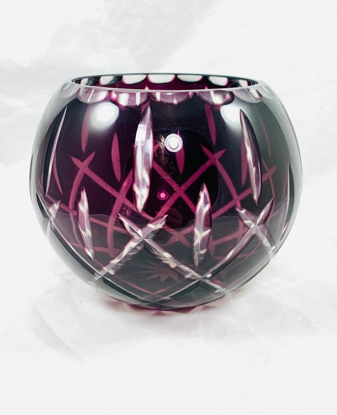Gorham Lady Anne Purple Rose Bowl Vase Elegant Crystal Vintage 7” - Etsy