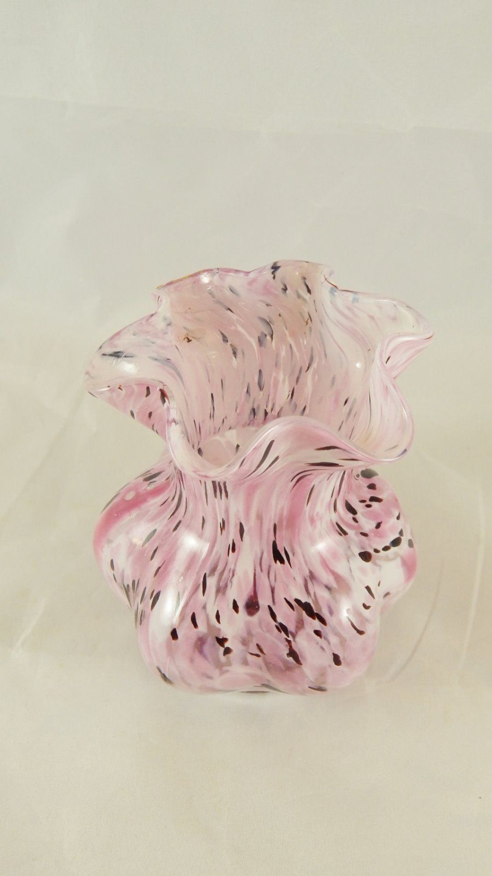 Antique Vintage Spatter Art Glass Vase With Ruffled Edge - Etsy