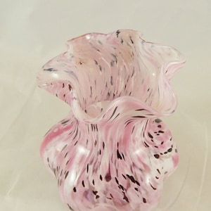 Antique Vintage Spatter Art Glass Vase With Ruffled Edge - Etsy