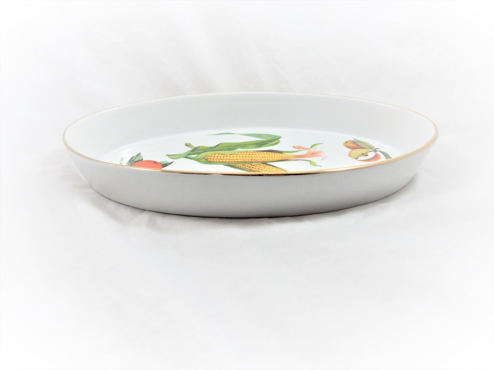 Royal Worcester 14-1/2 Baking Dish Oval White/gold Rim Fireproof Corn ...