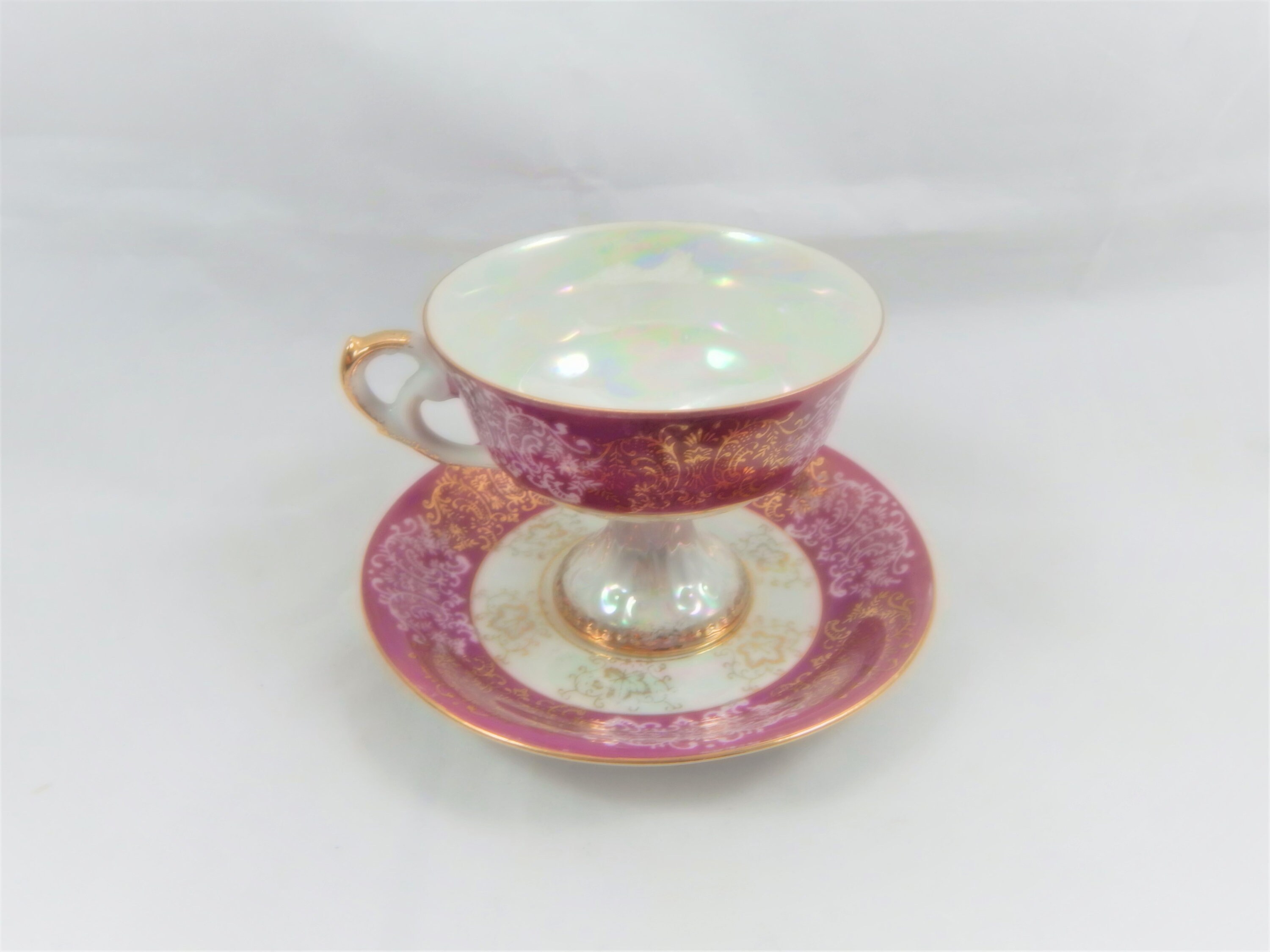 Lusterware Tea Cup and Saucer, Sterling China (japan), Vintage, Magenta ...